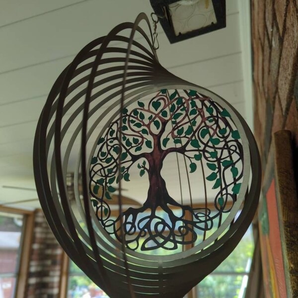 Kinetic Spiral Crystal Ball Wind Spinner, Crystal Glass Orb Pendant ...