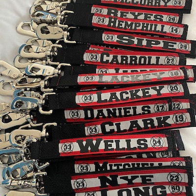 Firefighter Turnout Gear Style Personalized Reflective Key Fob, Custom ...