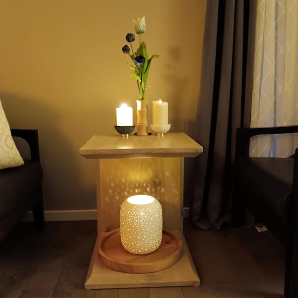 White Oak Side Table C-shape, End Table - Etsy