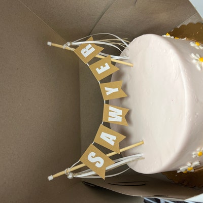 Kraft and White Cake Topper Personalized Neutral Cake Topper Natural ...