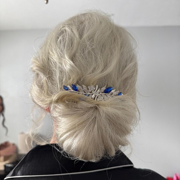 Blue Sapphire Hair Piece Crystal Hair Comb Floral Bridal Hair ...