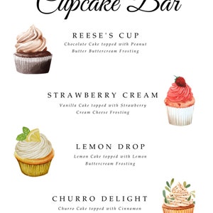 Cupcake Sign Template customizable, Cupcake Wedding Sign, Cupcake ...