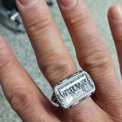 The Last Supper Signet Ring for Men in Sterling Silver , Jesus Christ ...
