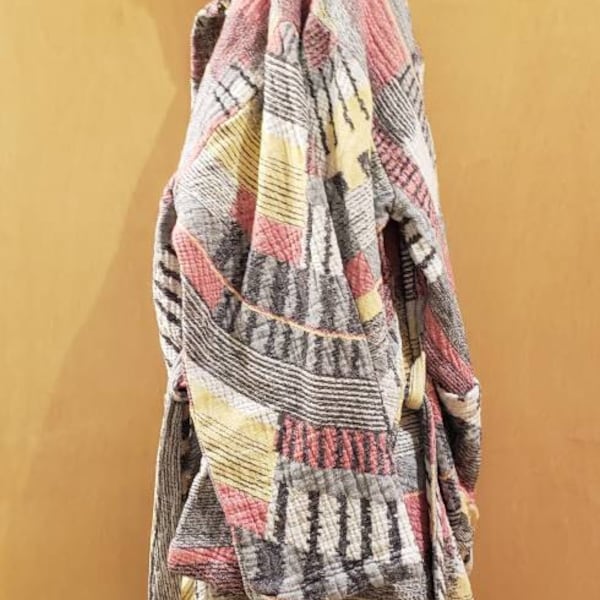 EMERALD Light Brown Ethnic Pattern Turkish Cotton Robe, Personalized ...