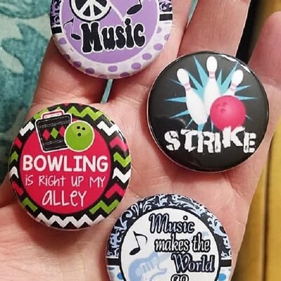 Music Themed Buttons Set of 20 1, 1.25 1.5 or 2.25 Inch Buttons Pin ...