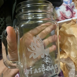 Custom Mason Jar Mug Mason Jar With Custom Text Etched - Etsy