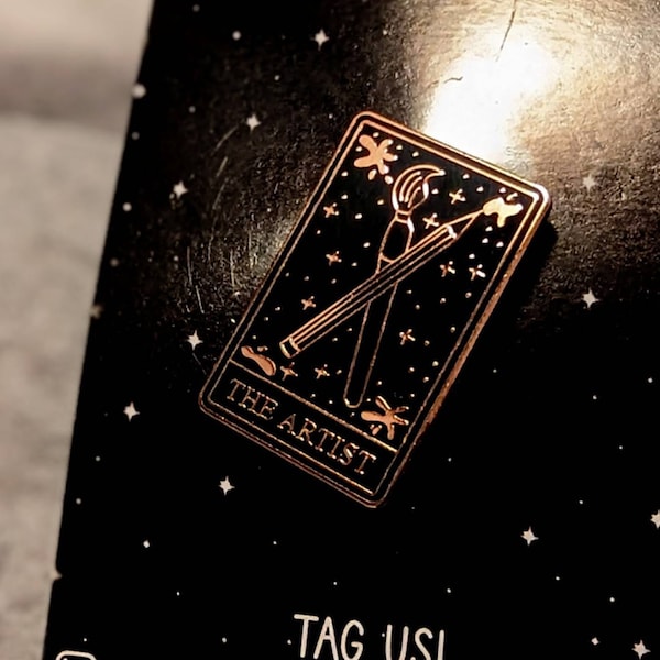 Tarot Card Enamel Pin: Rose Gold Finish, Witchy Lapel Badge - Etsy