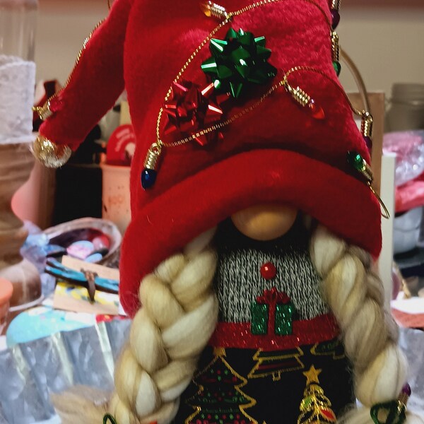 Holiday Decor Female Gnome | Christmas Gnome Decor, Unique Handmade ...