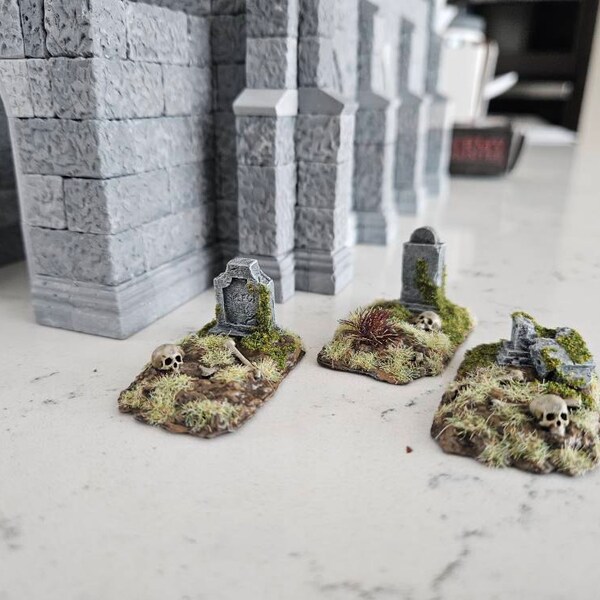 Fresh Graves and Coffins Gravestone Skull Bones Tomb / Painted Terrain ...