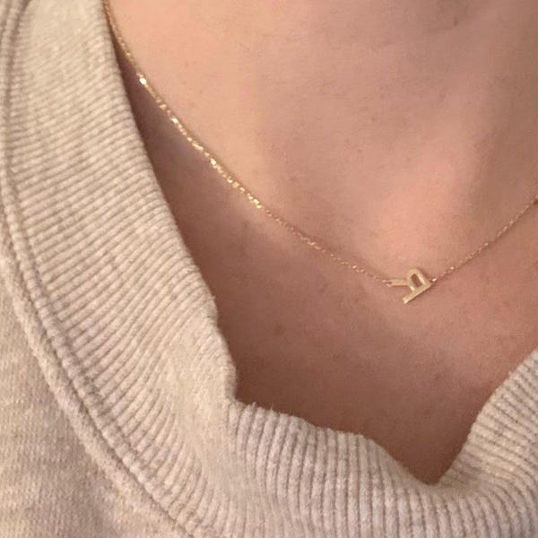 14K Solid GOLD Sideways Initial Necklace, Perfect Gift for Her ...