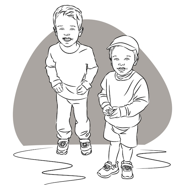 Personalized Sibling & Children Portrait Gift, Custom Child Art Drawing ...