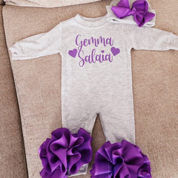 Baby Girl Outfit, Coming Home Outfit, Custom, Handmade Personalized Set, Babyshower Gift ...