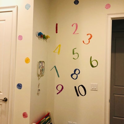 Watercolor Number Set, Peel and Stick Decal, Wall Decal, Repositionable ...