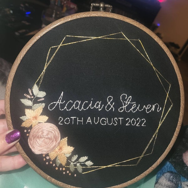 Custom Wedding Anniversary Embroidery Hoop - Cotton Anniversary Gift ...