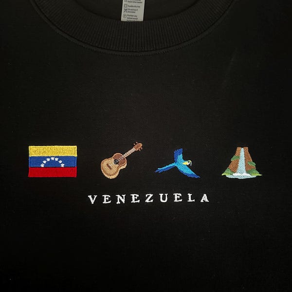 Venezuela Embroidery Sweatshirt: Cuatro, Guacamaya, Angel Falls - Etsy