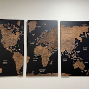 World Map Push Pin Wall Art Cork World Map Board Wooden - Etsy UK