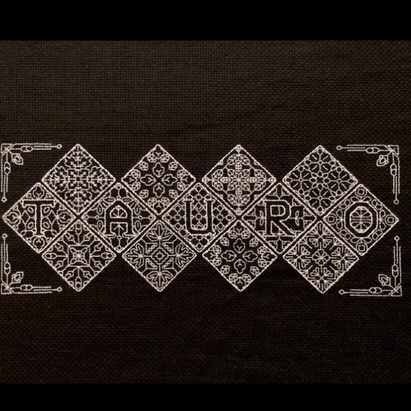 Botanical Alphabet Blackwork Pattern, PDF Blackwork Alphabet, PDF ...