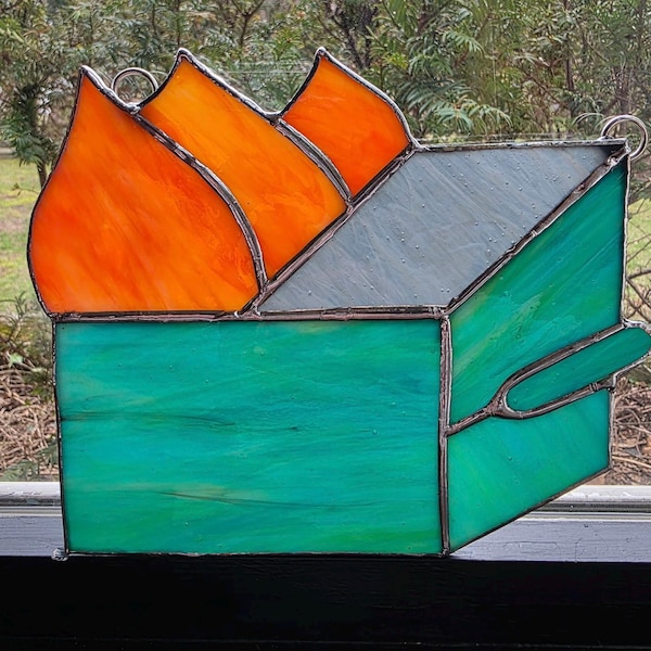 Dumpster Fire Stained Glass Pattern - Beginner Friendly! - Etsy