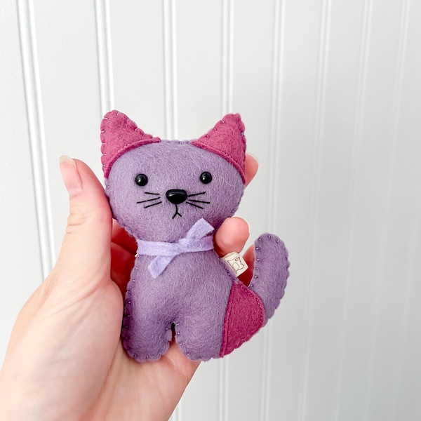 Felt Cute Kitty PDF Pattern, Cat Felt Decoration, Hand Sewing Tutorial ...
