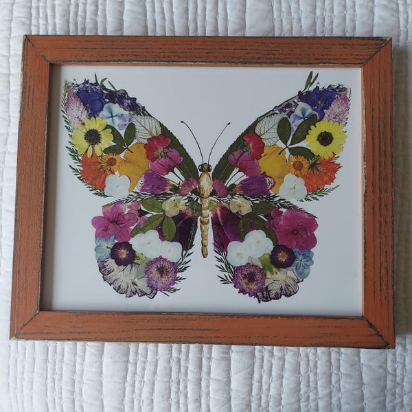 Butterfly Pressed Flower Art Print - Botanical Wall Art - Etsy