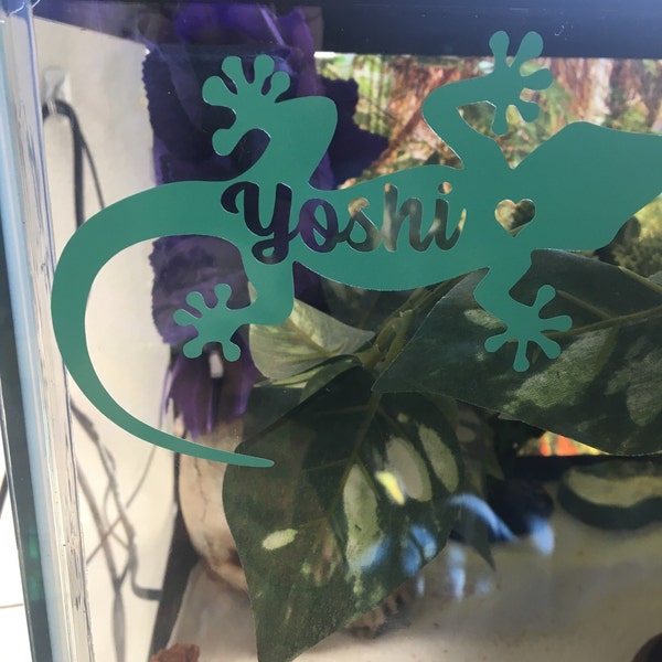 Gecko Custom Decal, Gecko Tank Decal, Gecko Sticker, Gecko Name Decal ...