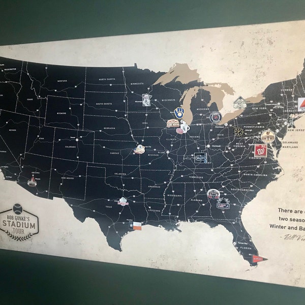 Executive Baseball Stadium Tour Map, Push Pin Map for Ballpark Bucket ...