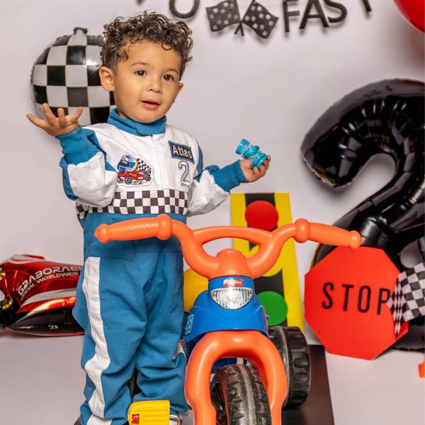 Personalized Blue Racer Long-short Suit-fast One Car Boy Costume ...