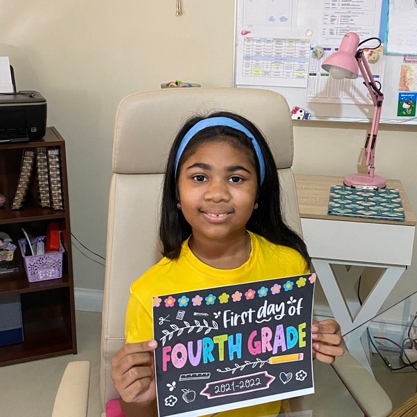 First Day of Fourth Grade - Back to School Sign - First Day of School ...