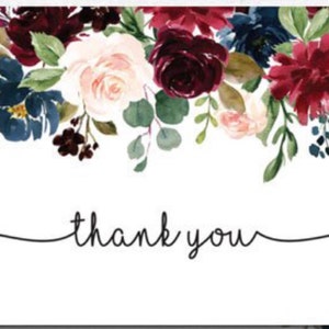 Elegant Floral Thank You Cards Rustic Country Bridal Shower Thank You ...