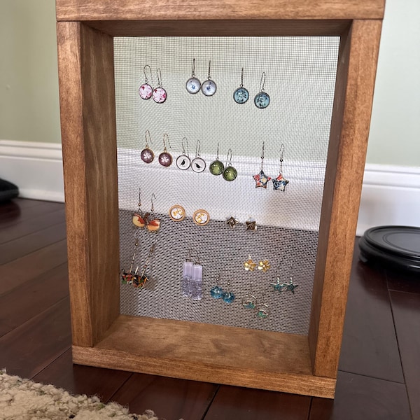 Stud Earring Holder Free Standing Wood Frame, Jewelry Organizer ...
