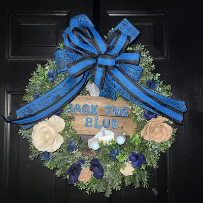 Back the Blue Bow, Thin Blue Line Bow, Law Enforcement Appreciation Bow ...