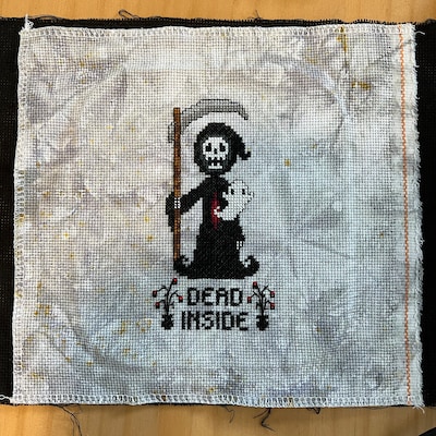 Dead Inside Grim Reaper Cross Stitch Pattern Ghost, Gothic, Halloween ...