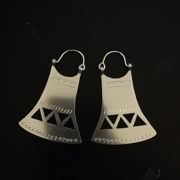 Kultrún Mapuche Design Earrings, 2 Cm in Diameter Approx. Handcrafted ...