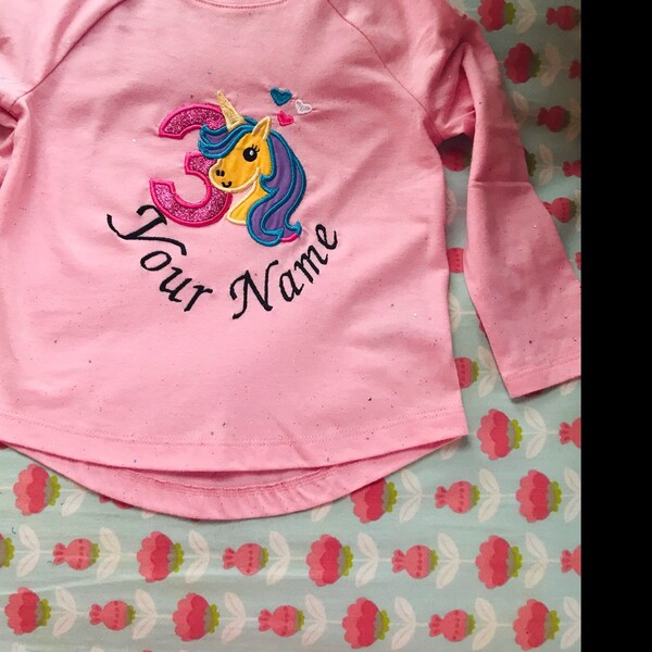 3rd Birthday Machine Embroidery Applique Design, Unicorn Applique, Cute ...