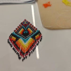 Red Flower Beaded Earrings Pattern Seed Bead Drop Brick Stitch - Etsy