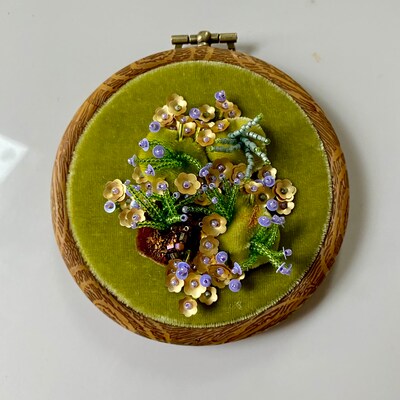 Woodland Moss Embroidery Art Preserved Moss and Embroidery - Etsy