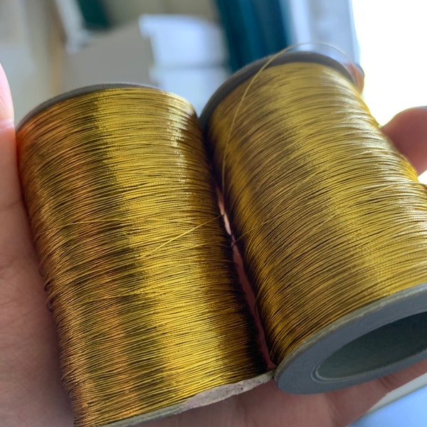 Dull Gold Zari Metallic Thread-hand Machine Embroidery -metallic Sewing ...