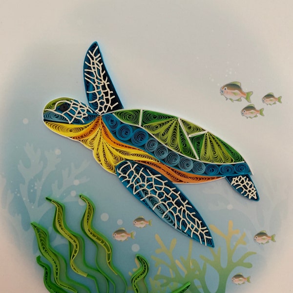 Sea Turtle Card, Art Paper, Greeting Card, Quilling Card, Craft Cards ...
