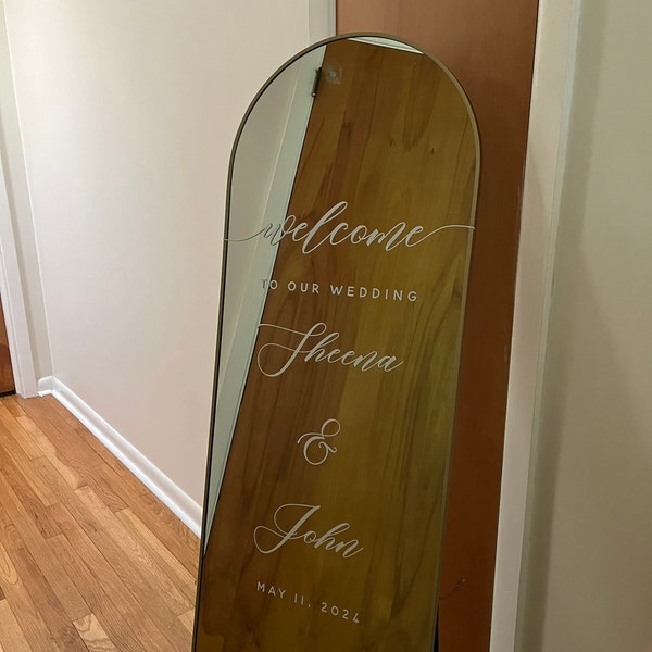 Arched Mirror Welcome Sign Custom Decal DIY Wedding Welcome Sign Decor ...