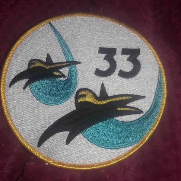 USAF 33 Cadet Squadron CS-33 5 Inch LARGE Iron-on Vintage Patch Black ...