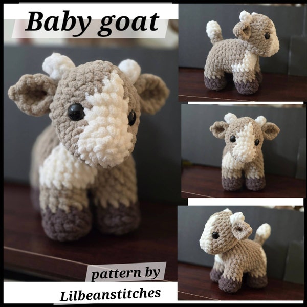 Baby Goat Pattern, Crochet Pattern, Goat Crochet Pattern, Small Goat ...