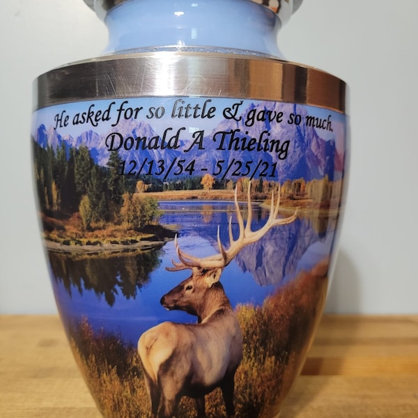 Personalized Large Funeral Urn, Hunter's Urn, Elk, Deer Hunting ...