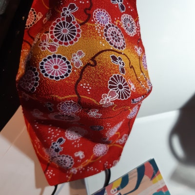 Cotton Face Mask Japanese Crane Dark Grey Print Cotton Print Reusable 3 ...