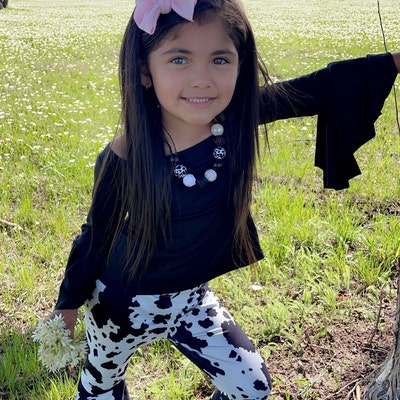 Girls Cow Pants Cow Print Bell Bottoms Cow Birthday Pants - Etsy