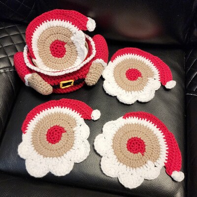 Crochet Pattern Santa Coaster With Basket, English US Terms & Swedish ...