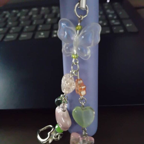 Mystical Ocean Jellyfish Beaded Charm Keychain Crab Fish Purple Pink ...