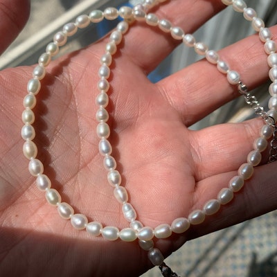 CLAM Real Freshwater Pearl Necklace Choker, Pearl Necklace for Women ...