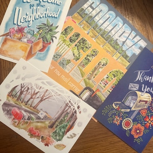 Goodbye Postal Retirement Announcement Lakeside Scene Mail Carrier ...