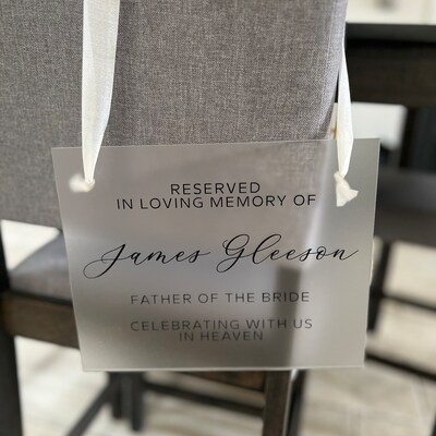 Frosted Acrylic Reserved in Loving Memory of Sign Reserved Seat Sign ...