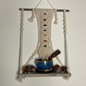 Chakra Macrame Shelf, Plant Hanger Combo, Chakra Stones, Crystals ...